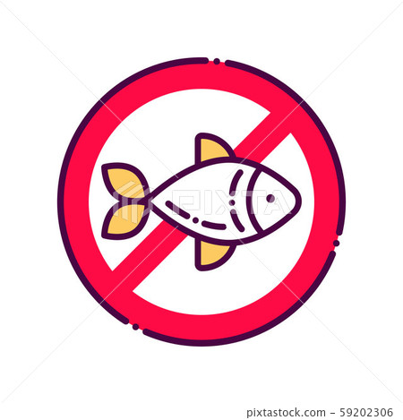 Fish allergy line color icon. Allergenic - Stock Illustration [59202306 ...