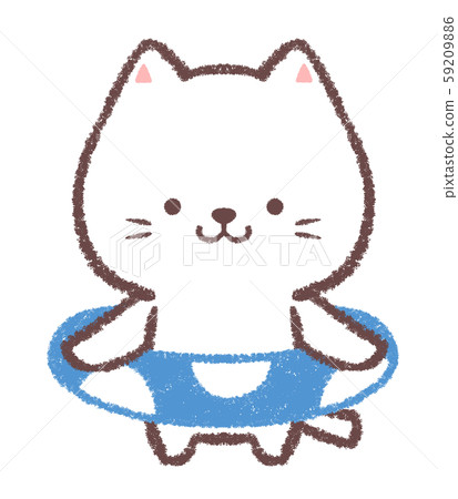 White cat float - Stock Illustration [59209886] - PIXTA