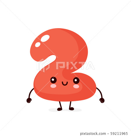 Cute smiling happy number 2. Vector - Stock Illustration [59211965] - PIXTA