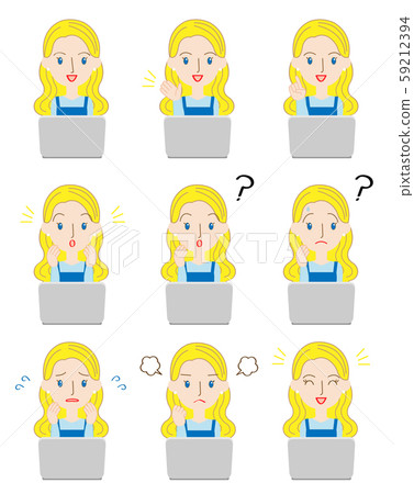 Illustration set of a foreign woman using a... - Stock Illustration ...