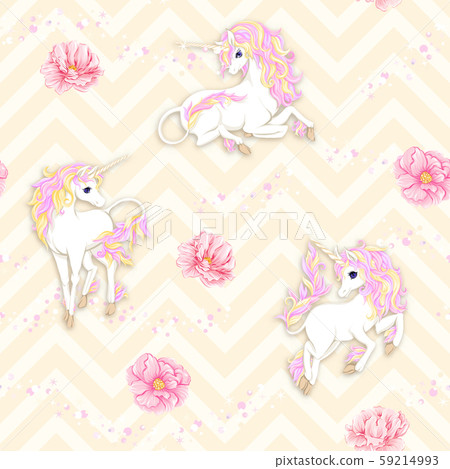 Seamless pattern, background with unicorn - Stock Illustration ...