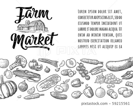 Farm market calligraphic lettering with hangar. - Stock Illustration ...