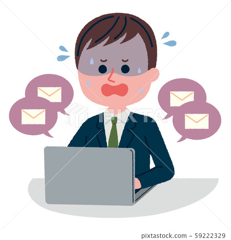 Illustration of a male employee who is rushed... - Stock Illustration ...