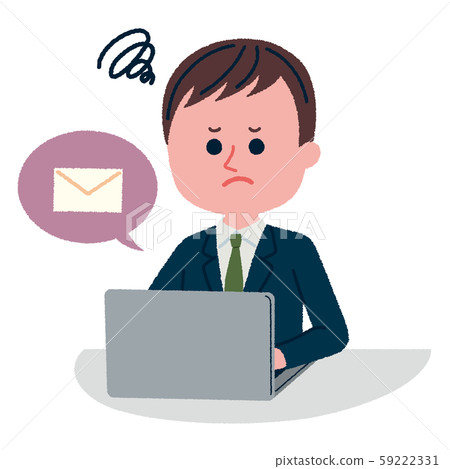 Illustration of a male employee who is troubled... - Stock Illustration ...