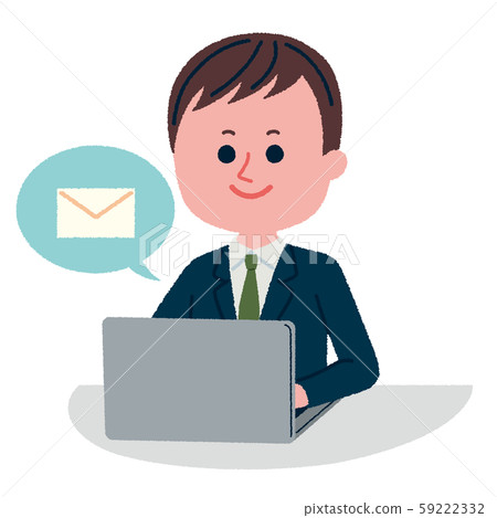 Illustration of a male employee checking email... - Stock Illustration ...