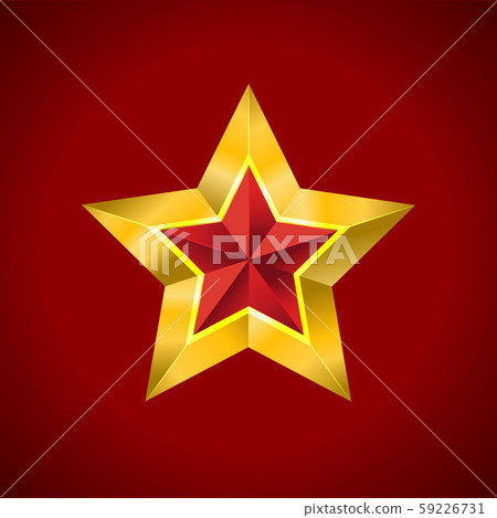 Gold red star vector illustration 3D art symbol - Stock Illustration ...
