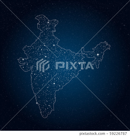 India country map with night stars vector - Stock Illustration ...