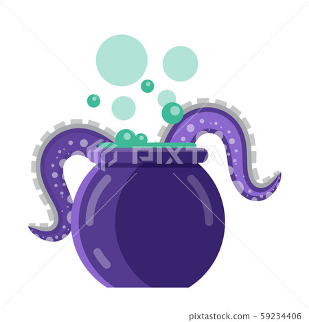 Boiling Magic Cauldron with Monster Tentacles Icon - Stock Illustration ...