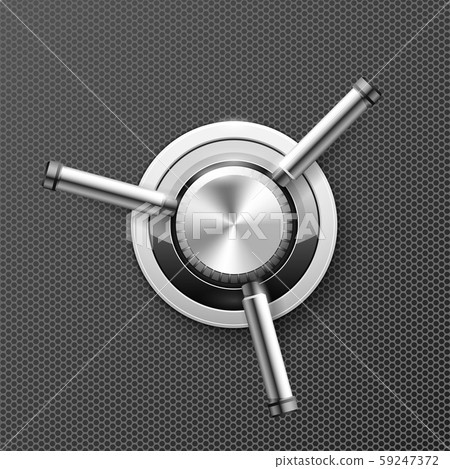 Vault safe door - wheel with three handles - Stock Illustration ...