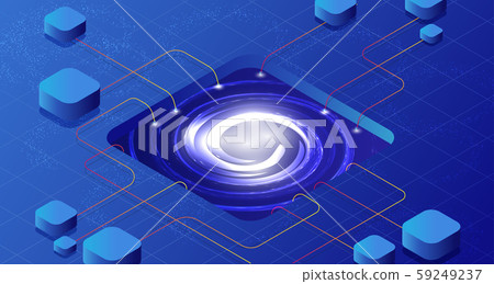 Network isometric 3D connection communication. - Stock Illustration ...