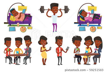 Vector set of people during leisure activity. - Stock Illustration ...
