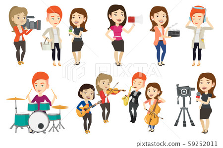 Vector set of media people characters. - Stock Illustration [59252011 ...