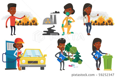 Vector set of characters on ecology issues. - Stock Illustration ...