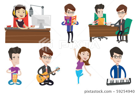 Vector set of media people characters. - Stock Illustration [59254940 ...
