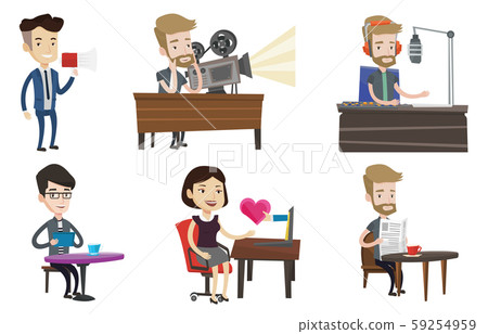 Vector set of media people characters. - Stock Illustration [59254959 ...