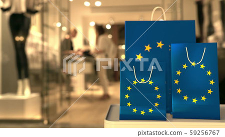 Flag of the European Union on the paper... - Stock Illustration ...