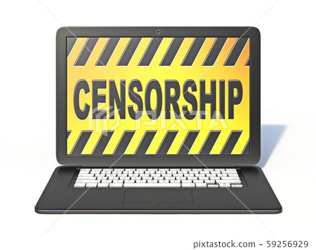 Black laptop with CENSORSHIP sign on screen 3D - Stock Illustration ...