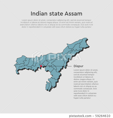 India country map Assam state template infographic - Stock Illustration ...