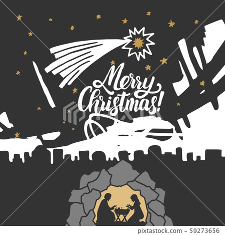 Biblical illustration. Christmas story. Mary... - Stock Illustration ...