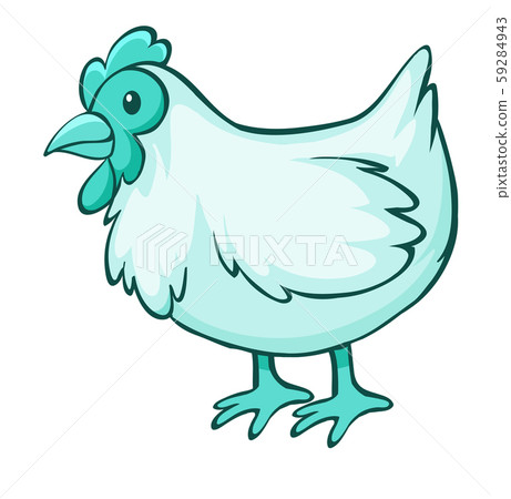 Blue chicken on white background - Stock Illustration [59284943] - PIXTA