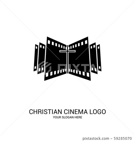 Christian cinema logo. Symbols of movies and... - Stock Illustration ...