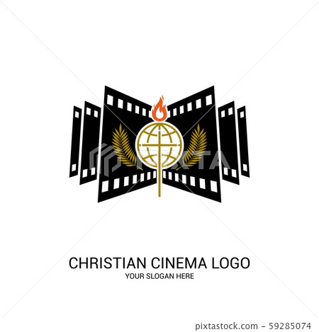 Christian cinema logo. Symbols of movies and... - Stock Illustration ...
