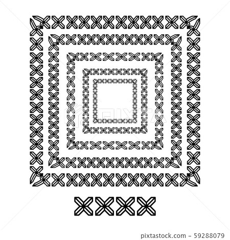 cross brush patterns in a square line black shape - Stock Illustration ...