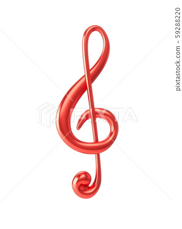 3D Rendering of red treble clef isolated on... - Stock Illustration ...