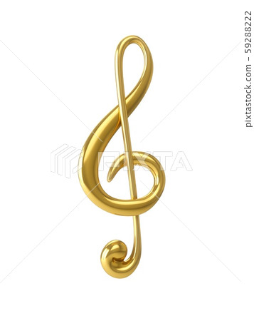 3D Rendering of golden treble clef isolated on... - Stock Illustration ...