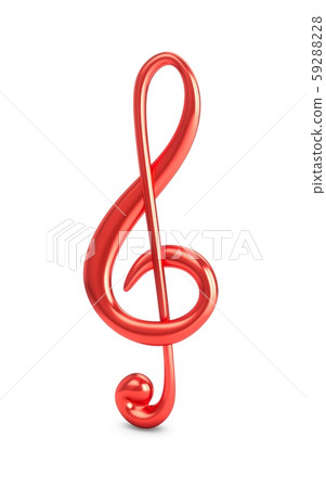 3D Rendering of red treble clef isolated on... - Stock Illustration ...