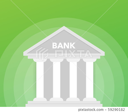 Bank building on green background. Flat style Bank - Stock Illustration ...