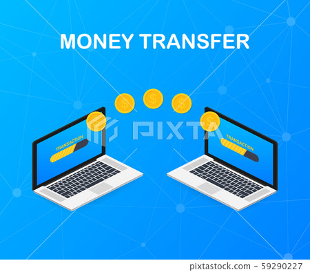 Money transfer transaction between device laptop. - Stock Illustration ...