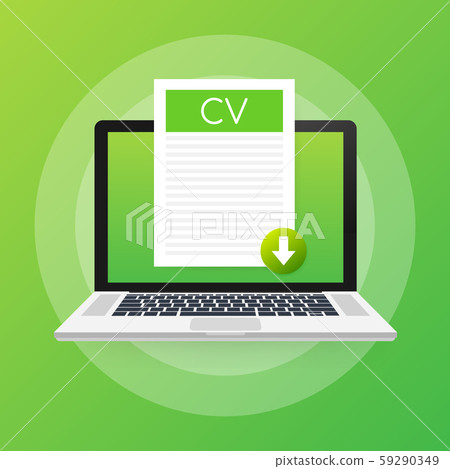Download CV button on laptop screen. Downloading - Stock Illustration ...