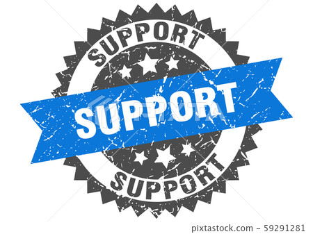 support grunge stamp with blue band. support - Stock Illustration ...