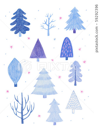 Blue wooden pencil drawing - Stock Illustration [59292396] - PIXTA