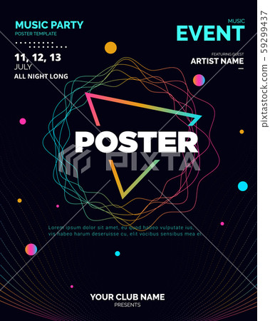 Electronic Music Covers for Summer Night Party... - Stock Illustration ...