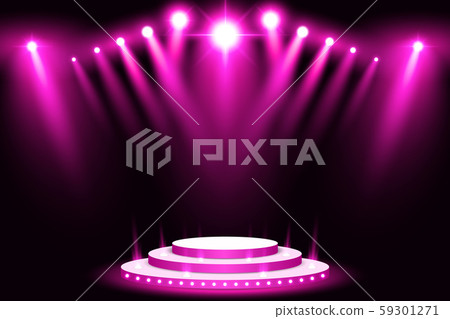 Purple arena lighting stage podium background... - Stock Illustration ...