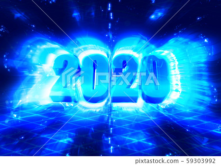 Abstract 2020 numbers shining blue - Stock Illustration [59303992] - PIXTA