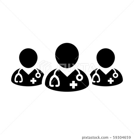 Medical icon vector group of male doctors person - Stock Illustration ...