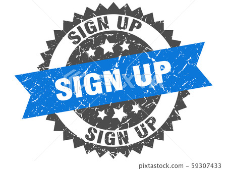 sign up grunge stamp with blue band. sign up - Stock Illustration ...