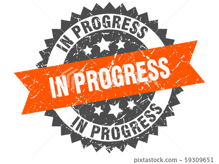 in progress grunge stamp with orange band. in - Stock Illustration ...