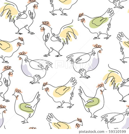 Seamless pattern with chickens and roosters.... - Stock Illustration ...