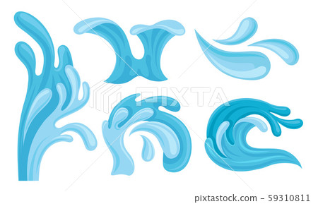 Water Splashes In Different Shapes And Forms... - Stock Illustration ...