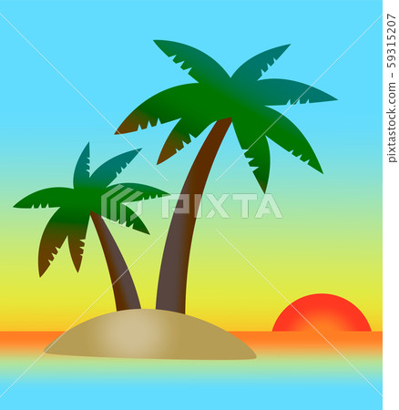 Simple stylised colorful sunset landscape with - Stock Illustration ...