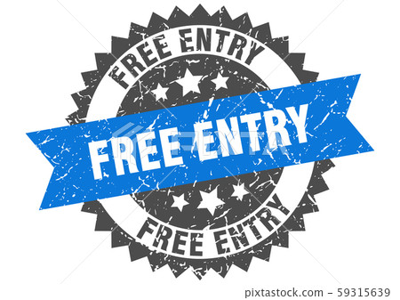 free entry grunge stamp with blue band. free entry - Stock Illustration ...