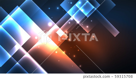 Neon glowing techno square rectangle lines,... - Stock Illustration ...