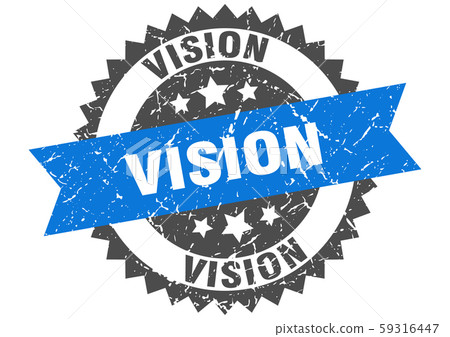 vision grunge stamp with blue band. vision - Stock Illustration ...
