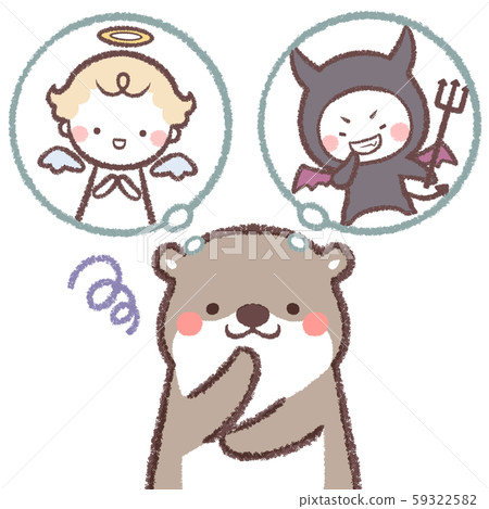 Speech bubble angel and devil-otter - Stock Illustration [59322582] - PIXTA