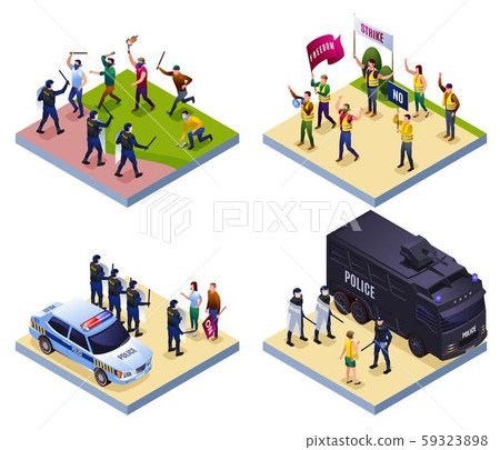 Demonstration 2x2 illustration isometric icons... - Stock Illustration ...