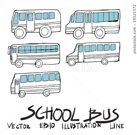 Set of bus doodle illustration Hand drawn Sketch - Stock Illustration ...
